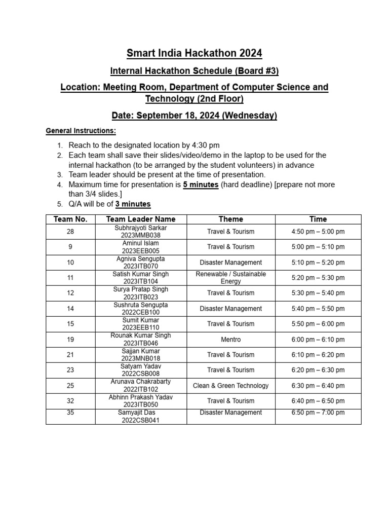 Board 3 Schedule | PDF