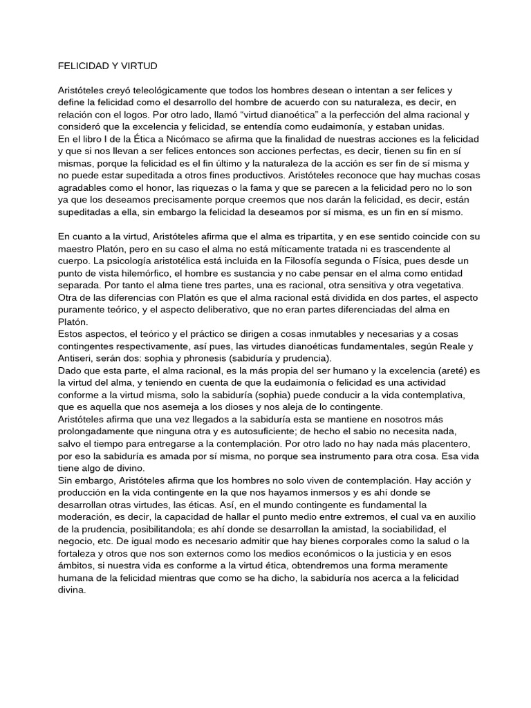 Felicidad y Virtud. | PDF