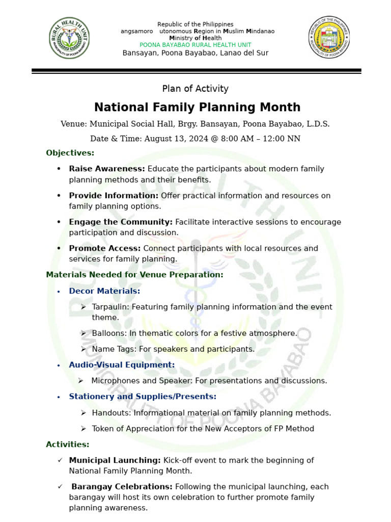 Plan of Activity | PDF