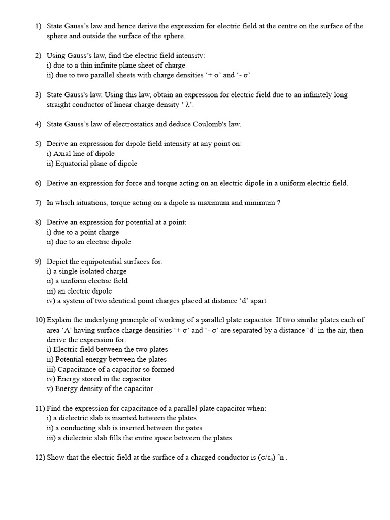 Important Derivations CH 1 & 2 | PDF