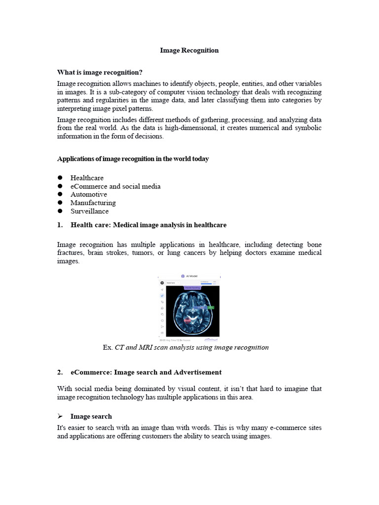 Application of Image Recognition | PDF