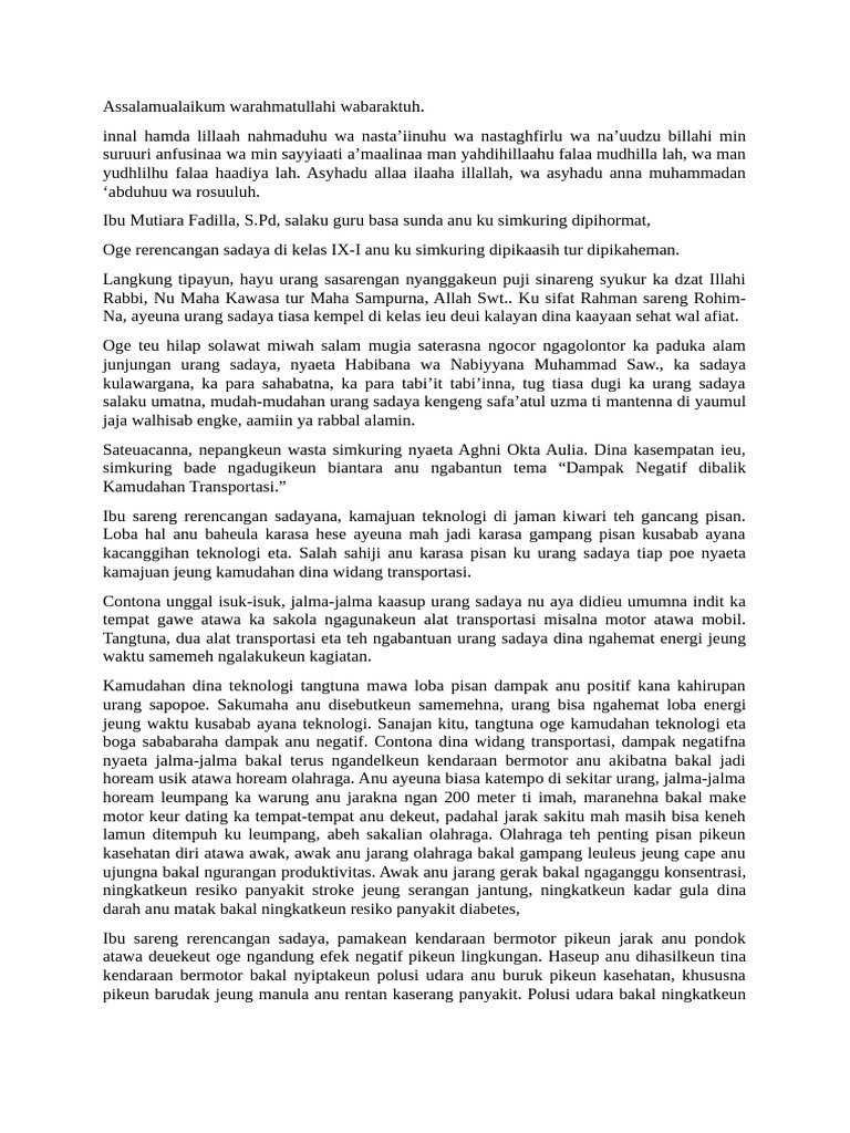 Biantara Sunda (Pidato Bahasa Sunda) | PDF