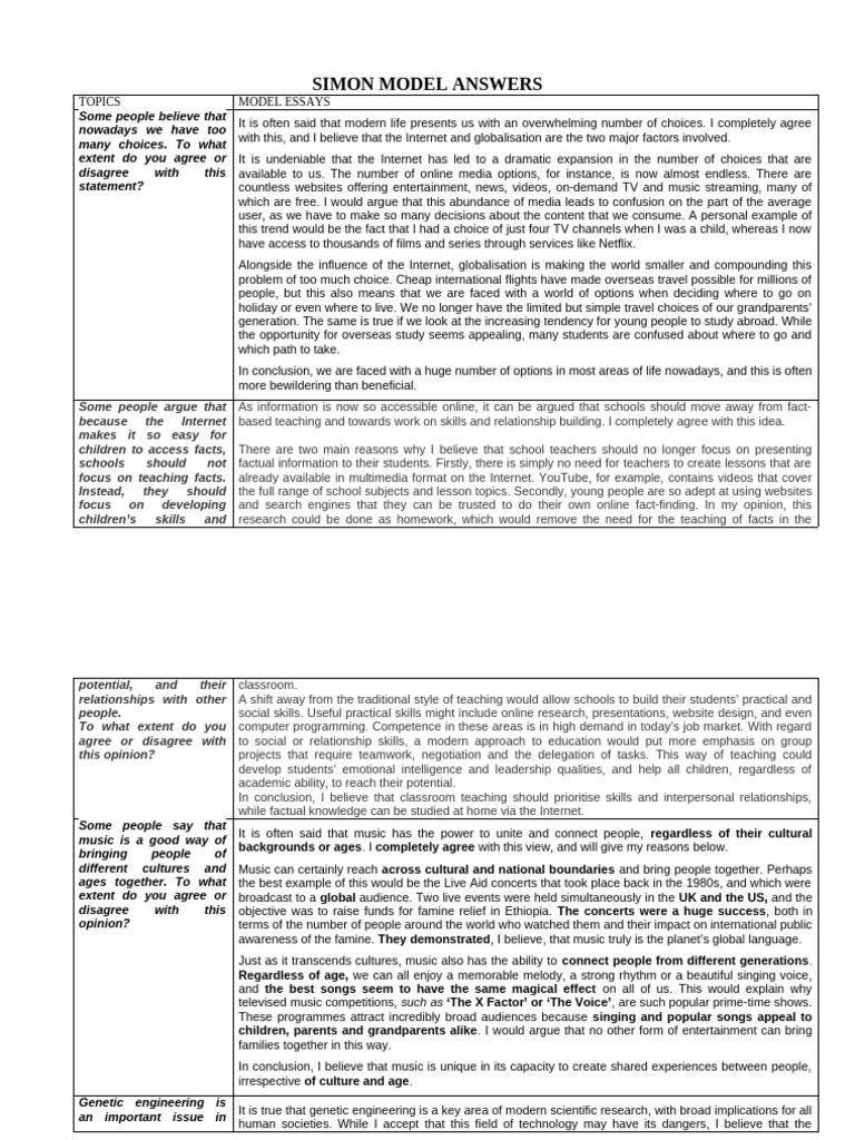 Simon Model Answers | PDF