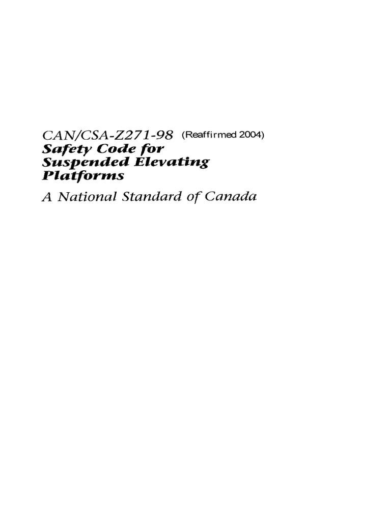 CSA Z271-98 Suspended Elevating Platforms | PDF