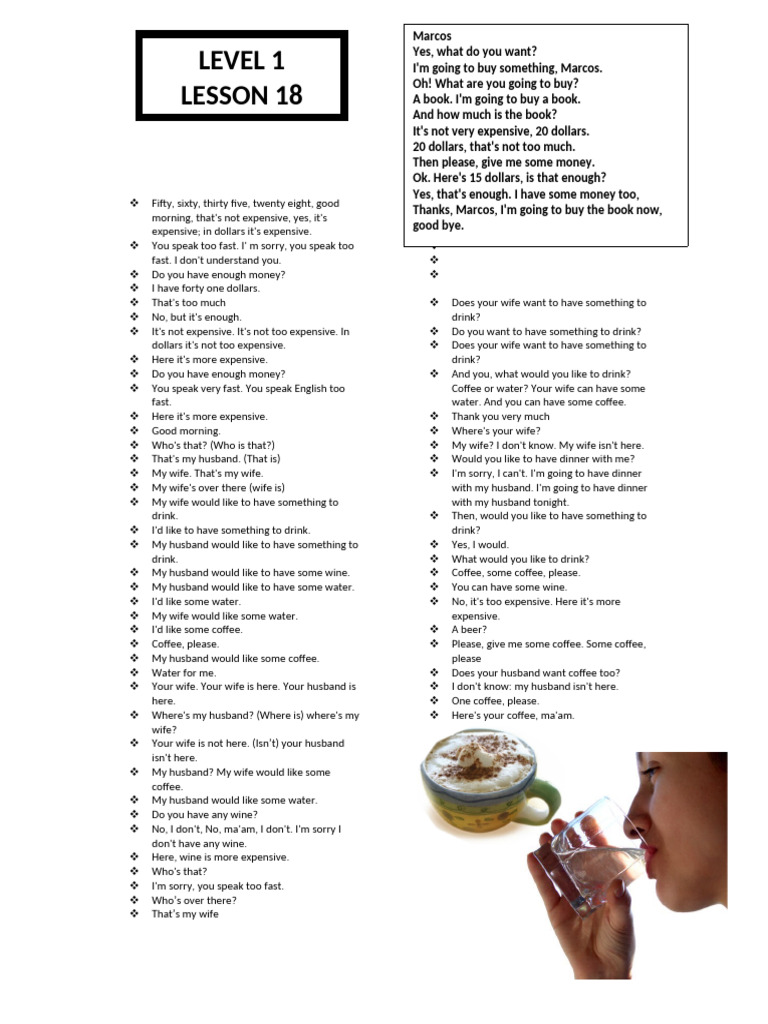Level 1 Lesson 18 | PDF