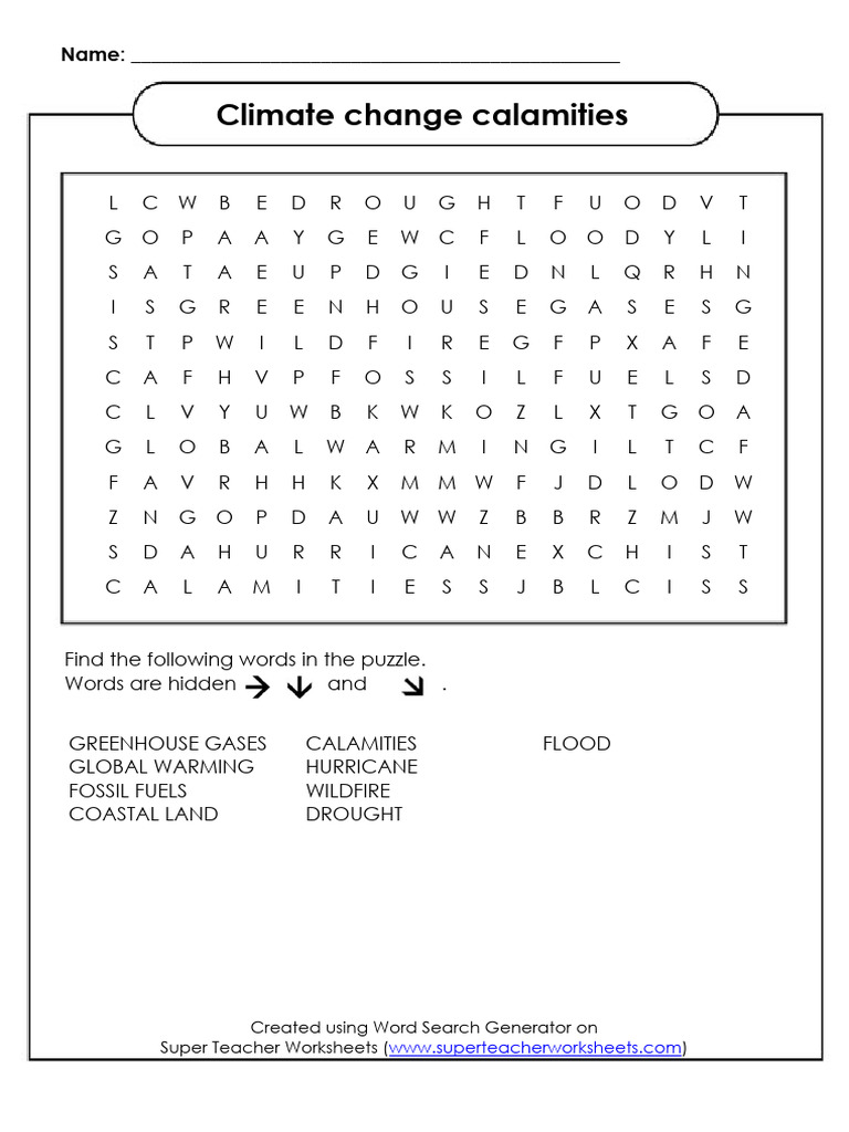 Super Teacher Worksheets Climate Change Calamities | PDF