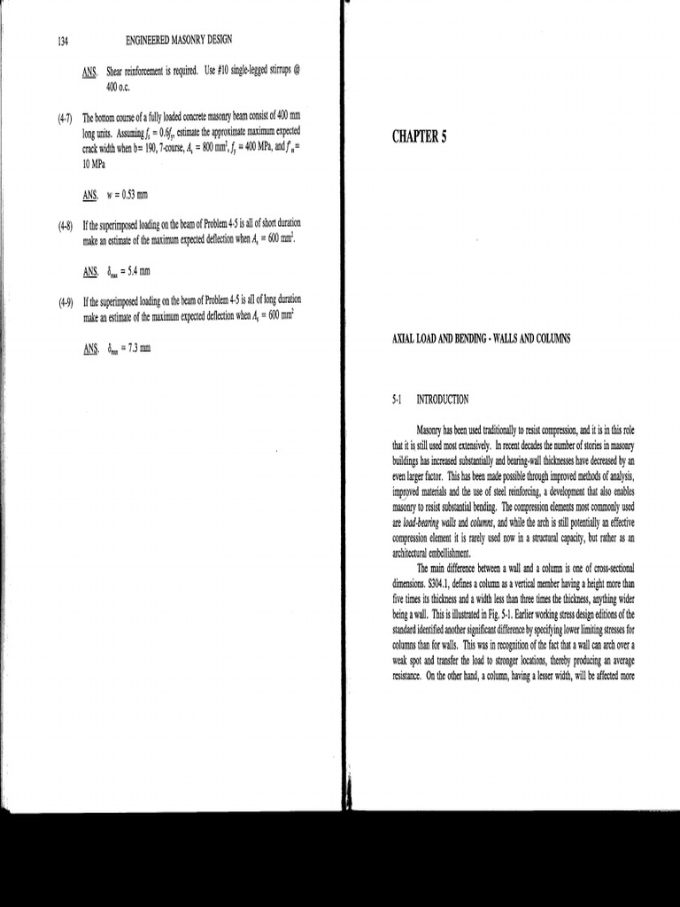 Chapter 5 Axial Load and Bending - Walls and Columns | PDF