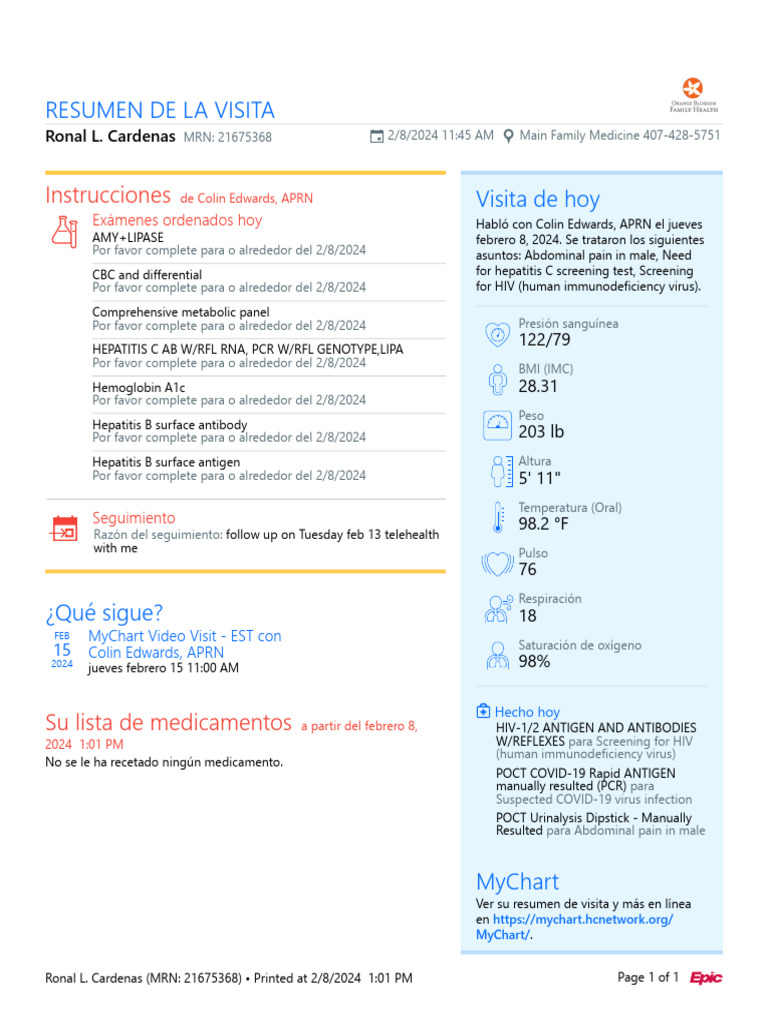 AVS - Outpatient | PDF