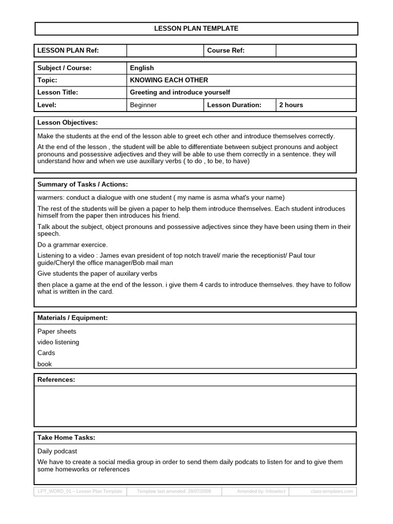 Lesson Plan Template | PDF