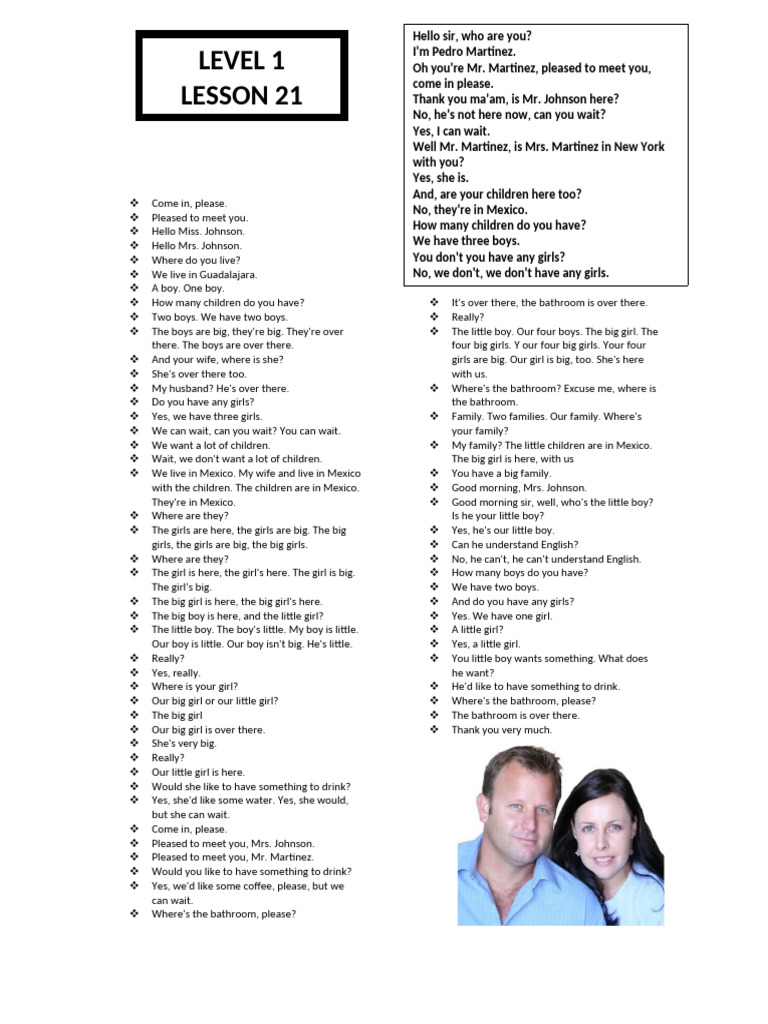 Level 1 Lesson 21 | PDF
