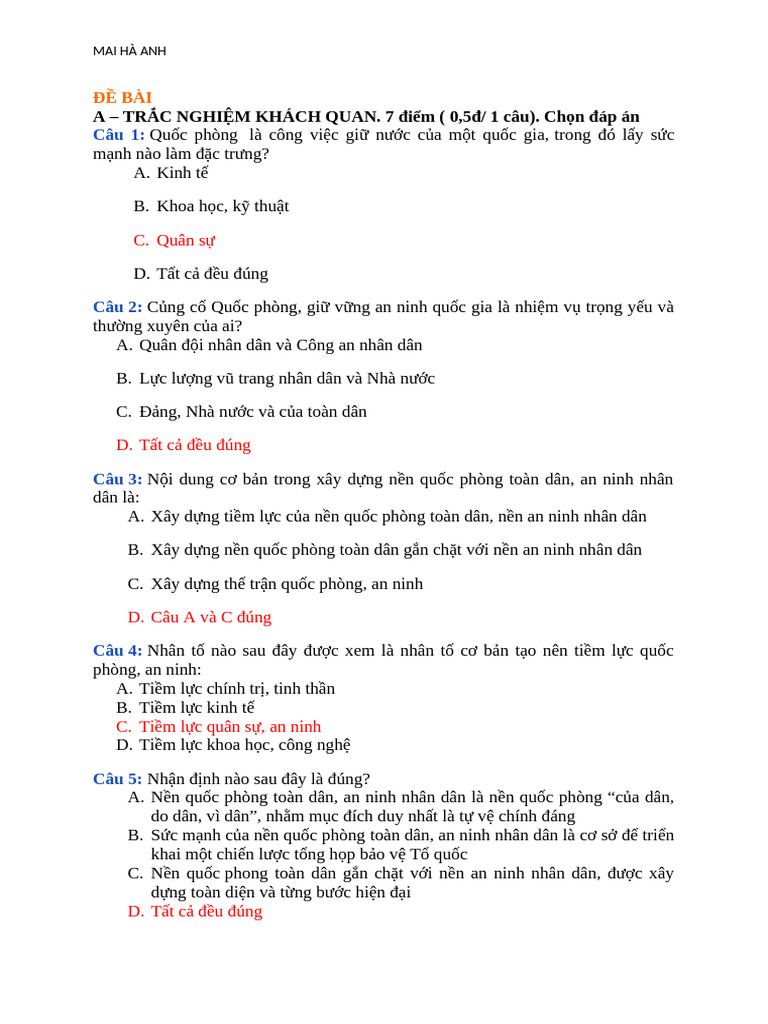 Đề Thi QP 12 | PDF