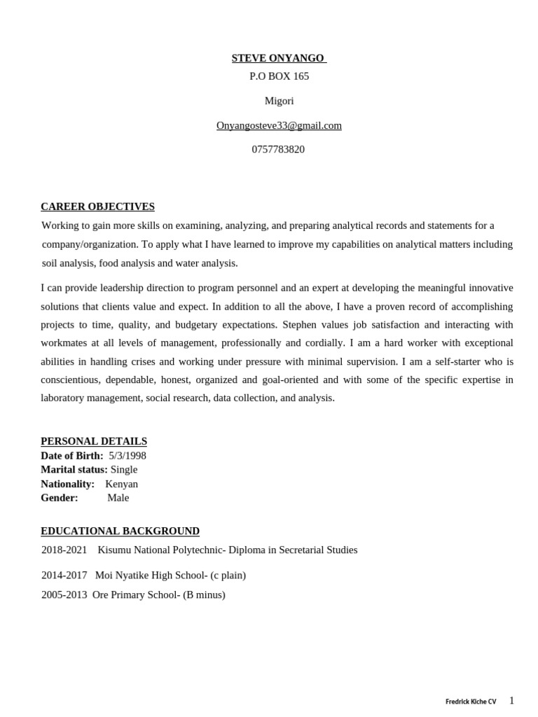 MARAGWE CV | PDF