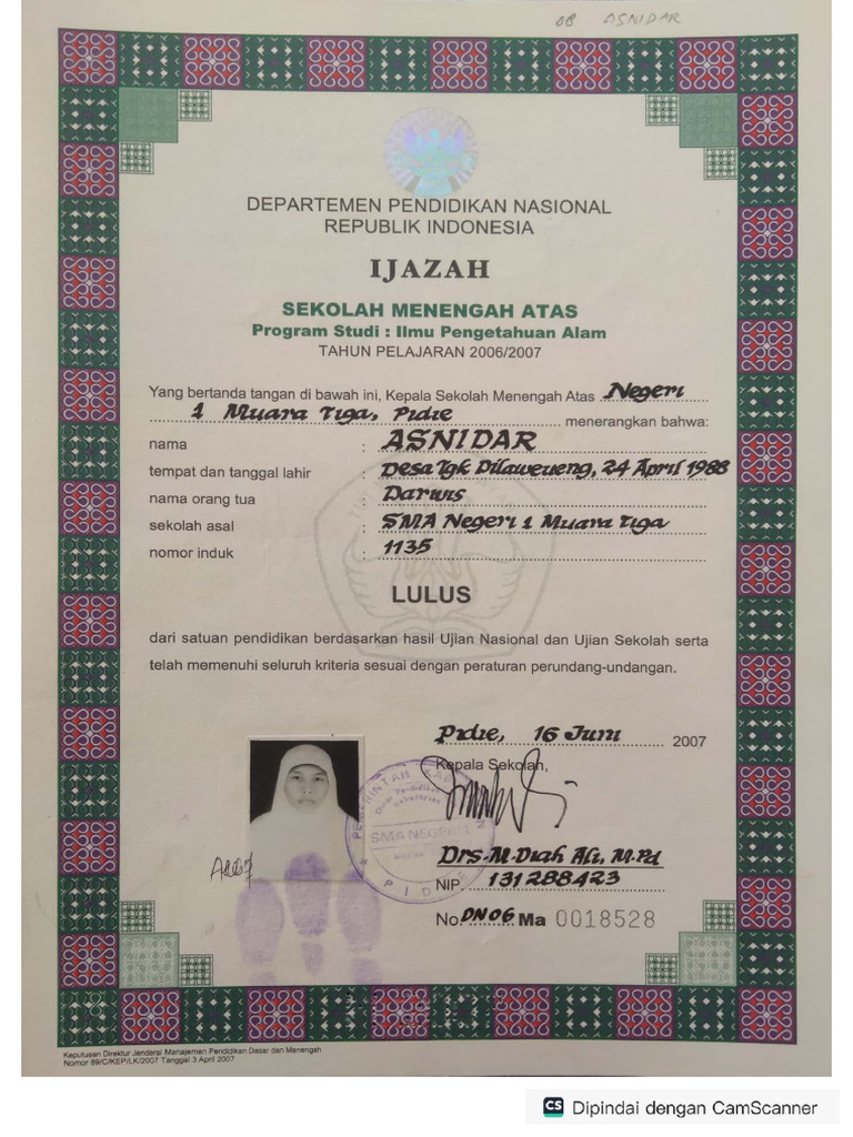 Ijazah SMA | PDF
