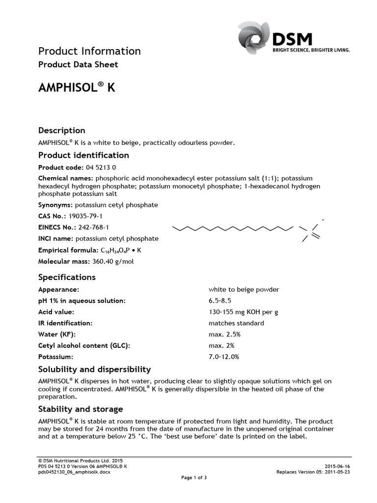 Amphisol K TDS | PDF | Phosphate | Science & Mathematics
