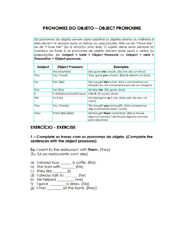 Object Pronouns | PDF
