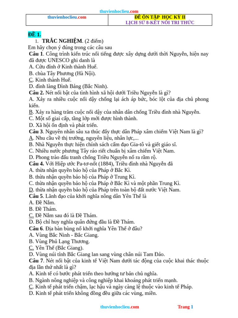 Đề thi ls đl hk2 lớp 8 | PDF