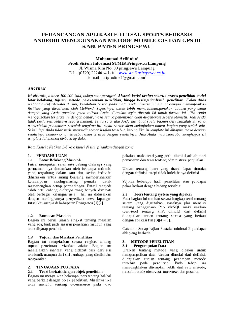 Panduan Template Journal | PDF