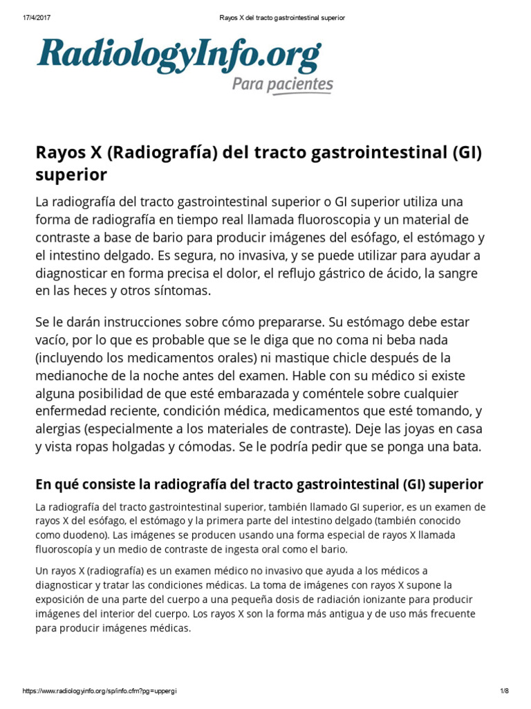 RX Tracto Gastrointestinal Superior | PDF | Rayo X | Relaciones ...