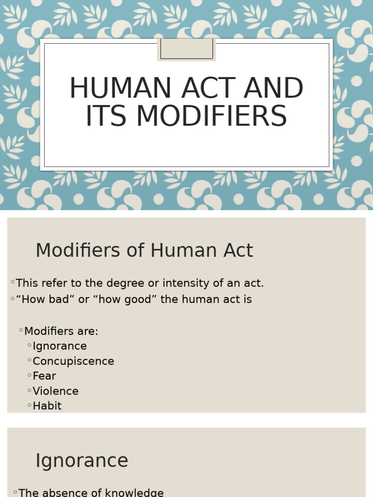 Lesson 4 Human Act and Its Modifiers | PDF