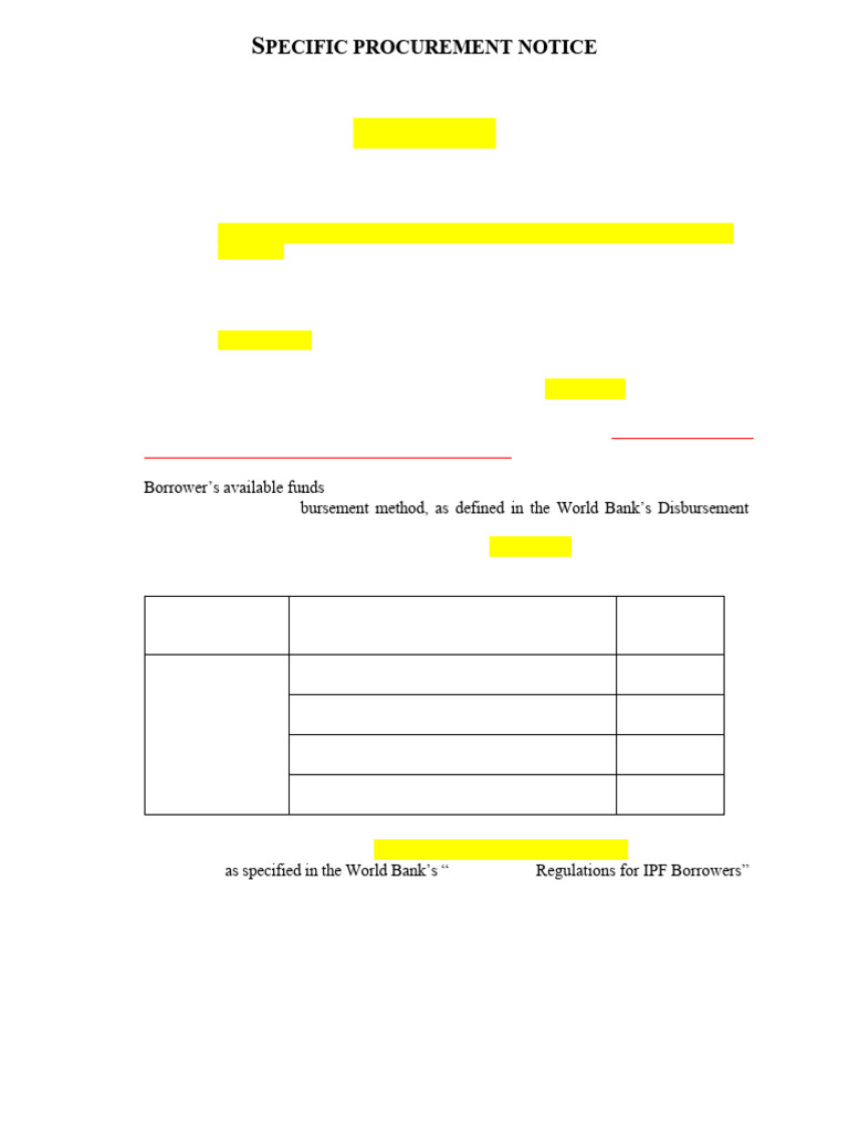 00.specific Procurement Notice RW02 | PDF