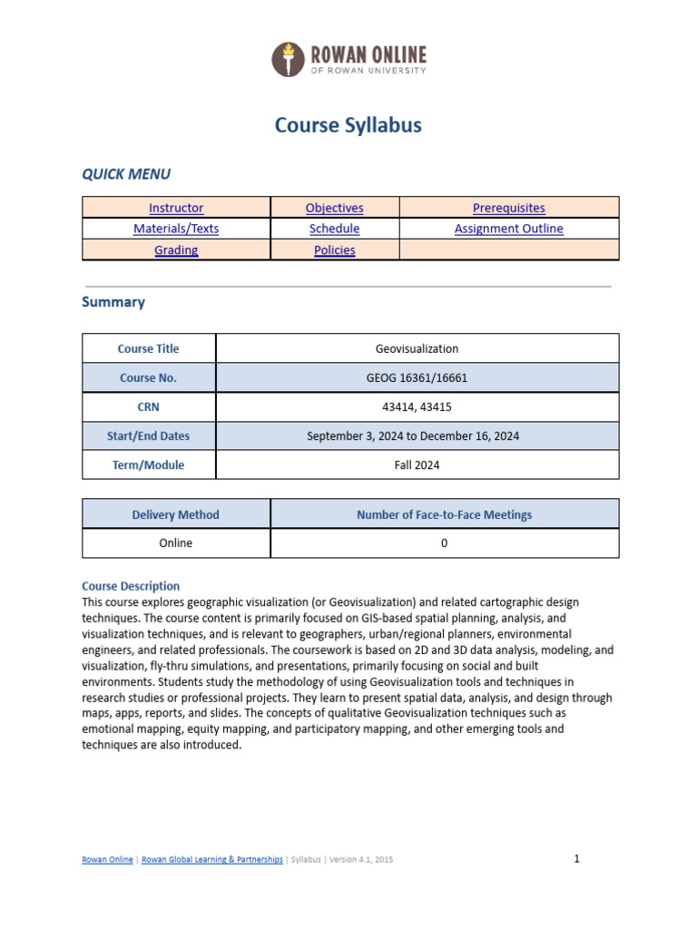 Course Syllabus: Quick Menu | PDF