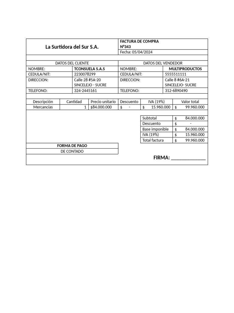 Factura de Ejer 4 | PDF