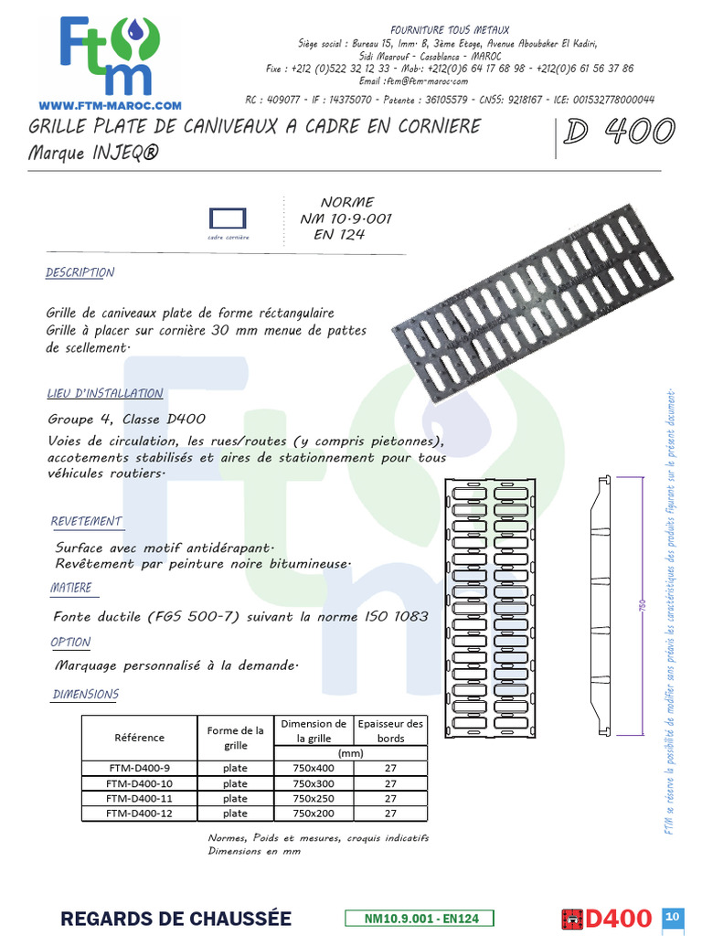Fiche D400 Caniv Standar 750 25-30-40 | PDF