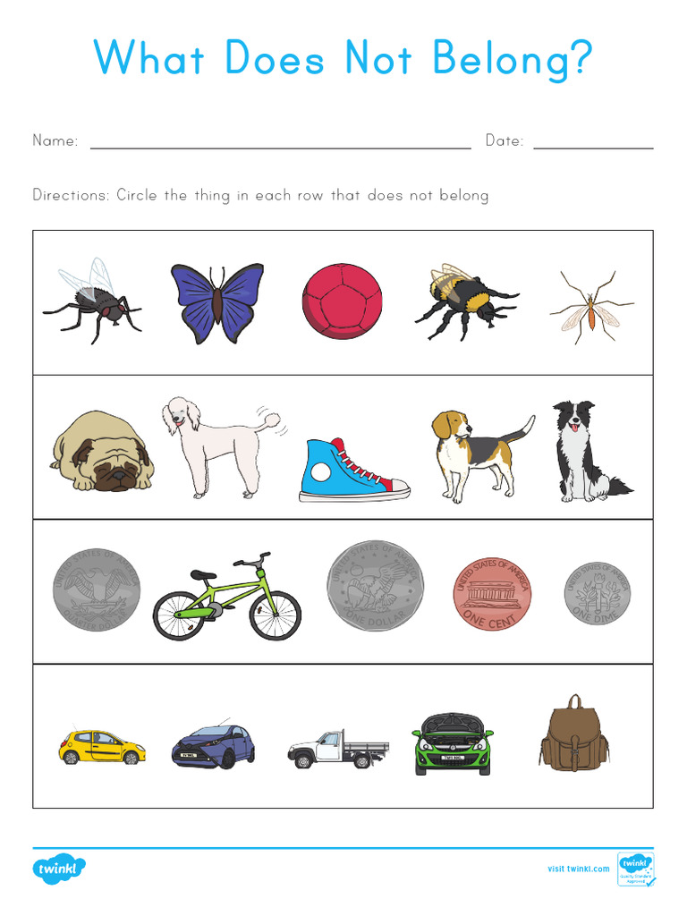 Association What Does Not Belong Activity Sheet Ver 1 | PDF