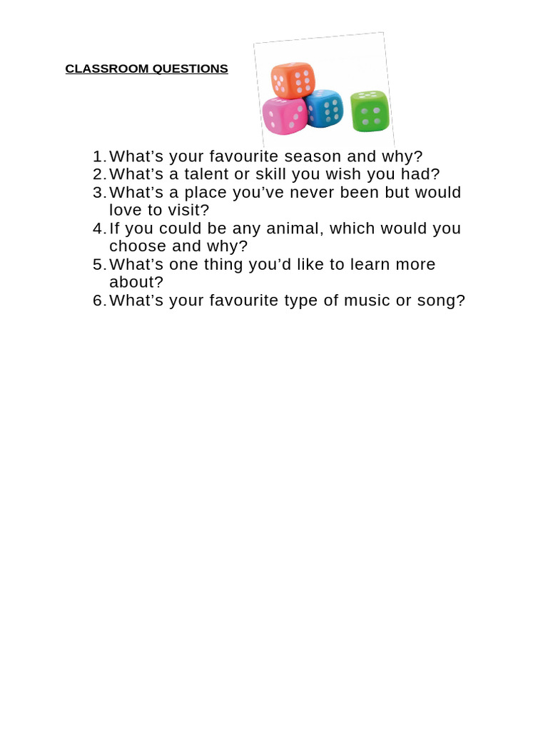 Classroom introduction ideas | PDF