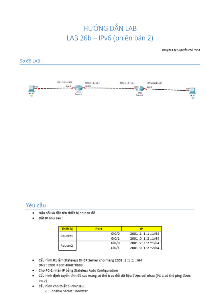 Lab 26b Ipv6 Version 2 | PDF