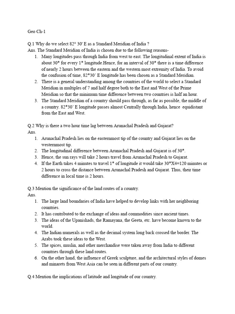 Geo Ch-1 Cl-9 | PDF | Longitude | Geography