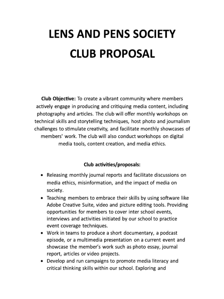 Club Proposal | PDF