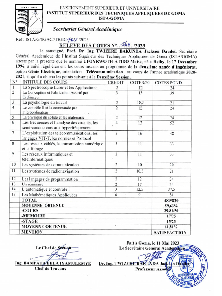 Releve de Cote | PDF