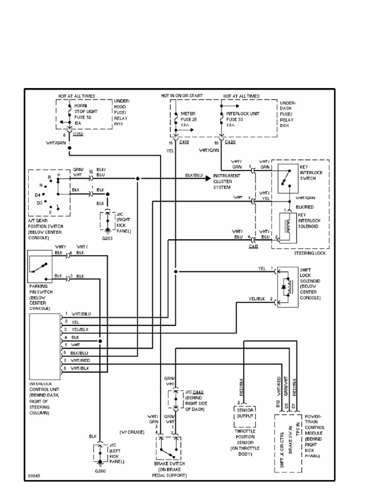 System Wiring Diagrams Shift Interlock Circuit, W/O CVT | PDF