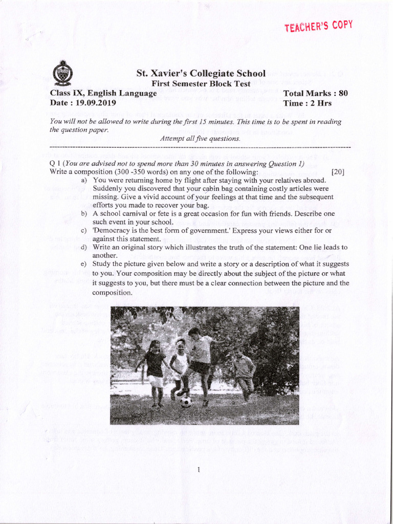 Xavier's: Collegiate School First IX, Marks | PDF