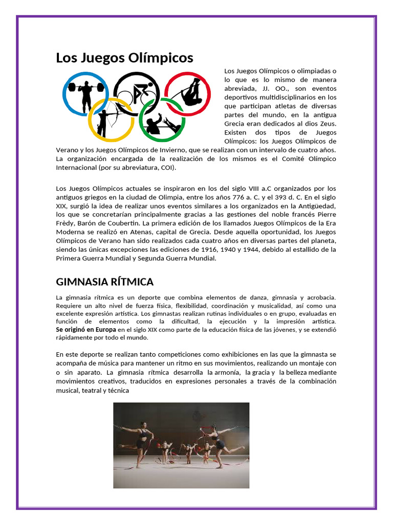 Los Juegos Olímpicos | PDF