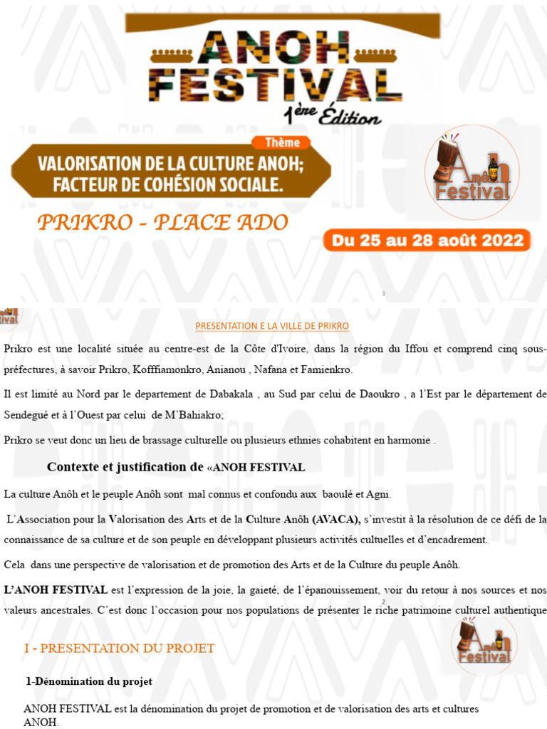 Anoh Festival: Culture & Arts in Prikro | PDF | Art