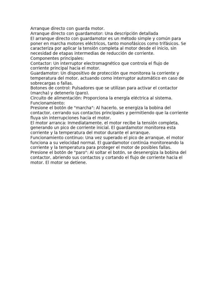 Arranque Directo Con Guarda Motor | PDF