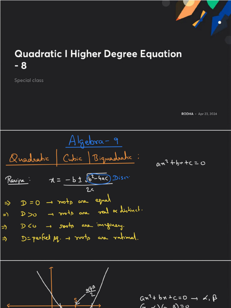 Quadratic I Higher Degree Equation 8 With Anno | PDF