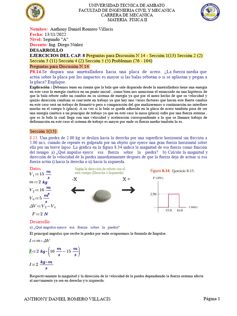 Ejercicios Capitulo 8 Fisica LL 13-11-2022 | PDF | Fuerza | Ciencia y matemáticas