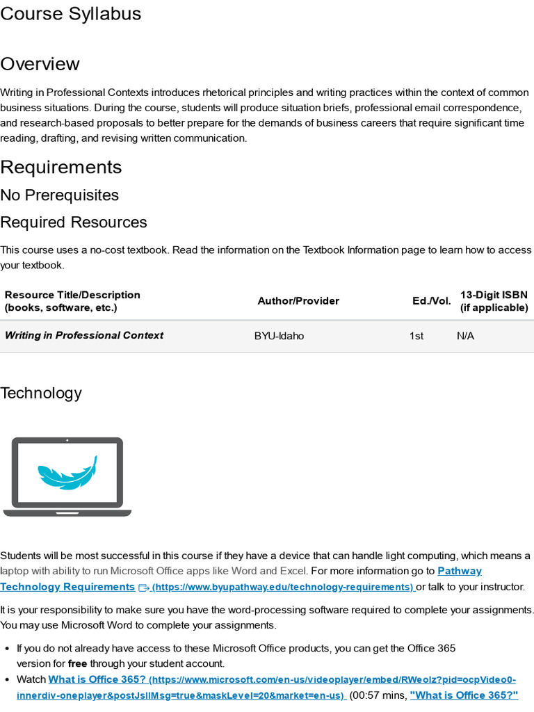 Syllabus For Writing Professional Context | PDF