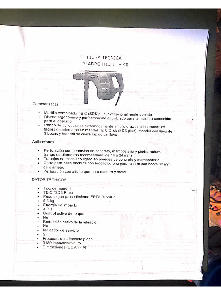 Taladro Hilti TE 40 | PDF