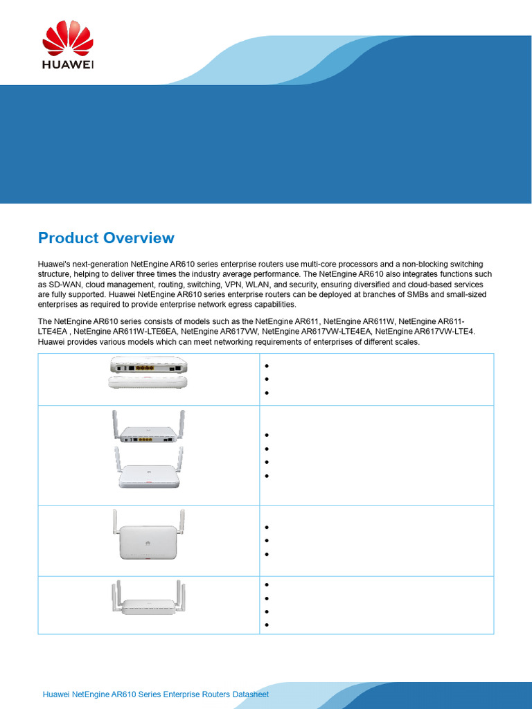 Huawei NetEngine AR610 Series Enterprise Routers Datasheet | PDF