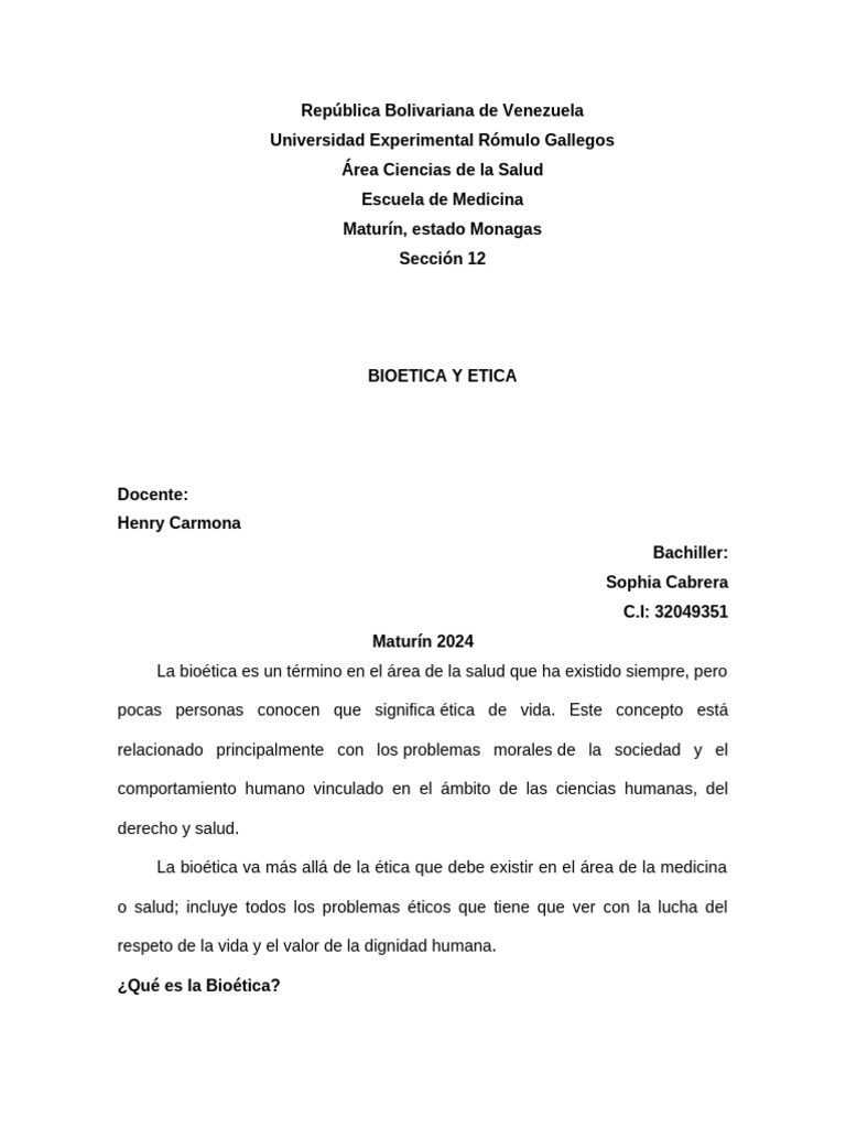 Bioetica y Etica Medica | PDF