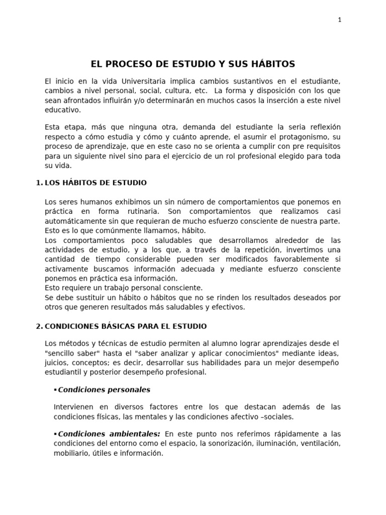 Hábitos de Estudio para el Éxito Académico | PDF | Comportamiento ...