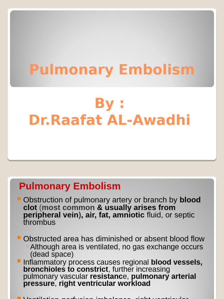 Pulmonary Embolism by DR - Raafat AL-Awadhi | PDF