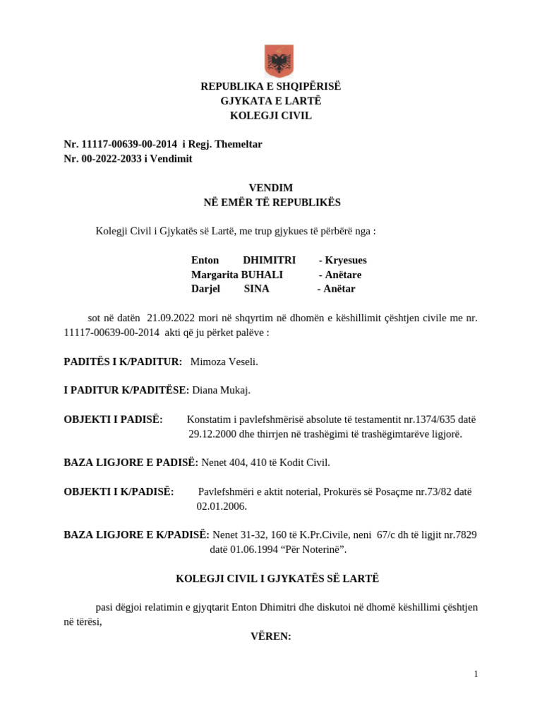 Vendimi Gjykates Se Larte | PDF