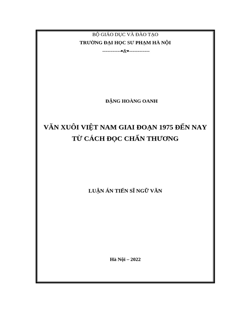 2. Toàn văn Văn xuôi Việt Nam giai đoạn 1975 đến nay từ cách đọc chấn thương | PDF