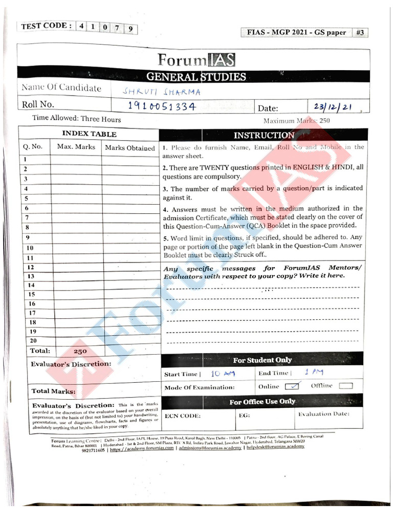 Shruti Sharma IAS Rank 1 GS Copy 5 1 | PDF