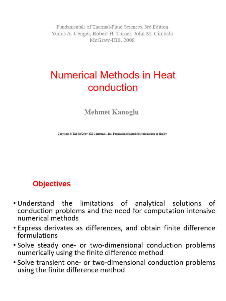 Numerical Methods in Heat Conduction: Mehmet Kanoglu | PDF